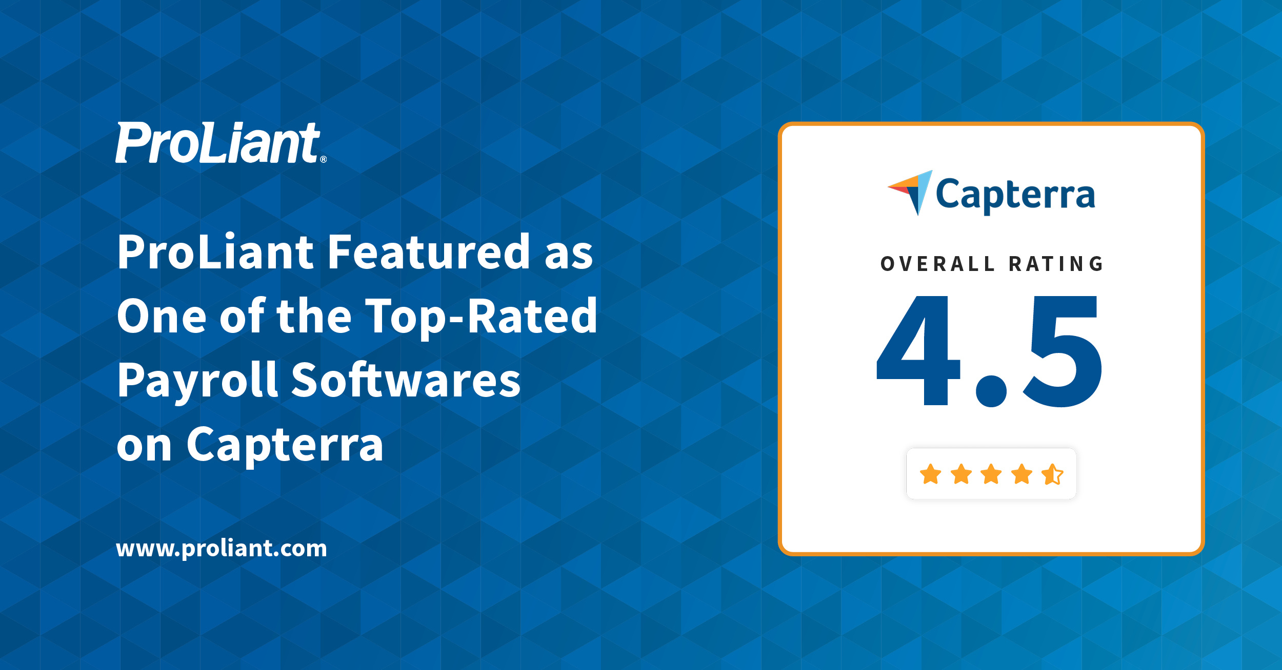 ProLiant Featured Among Top-Rated Payroll Software on Capterra